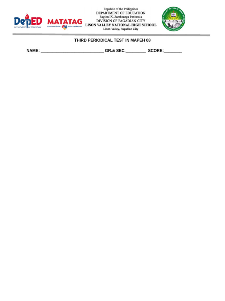 Mapeh 8 3rd Quarter | PDF
