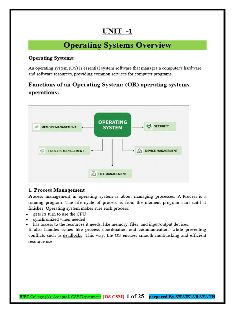 OS UNIT -1 Final Material (1) | PDF | Operating System | Process (Computing)