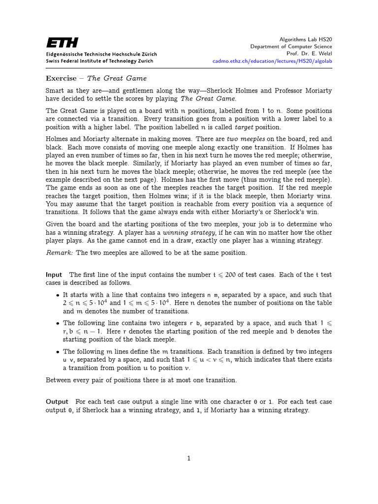 Winning Strategy in The Great Game | PDF | Professor Moriarty ...