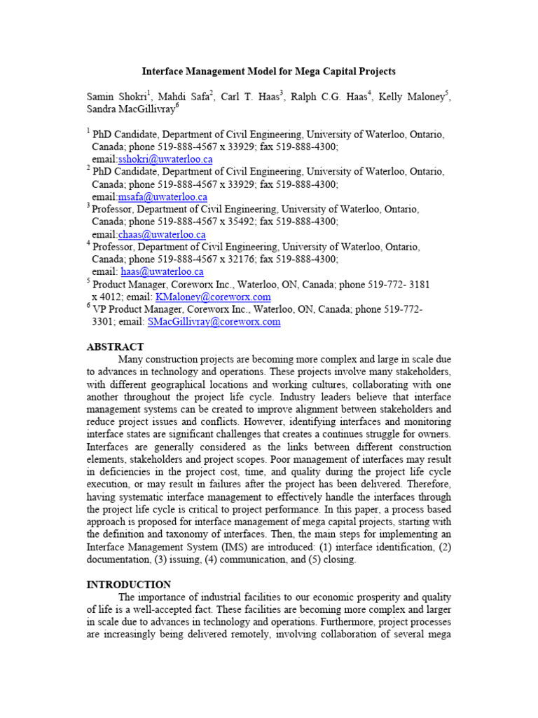 Interface Management for Mega Projects | PDF | Project Management | System