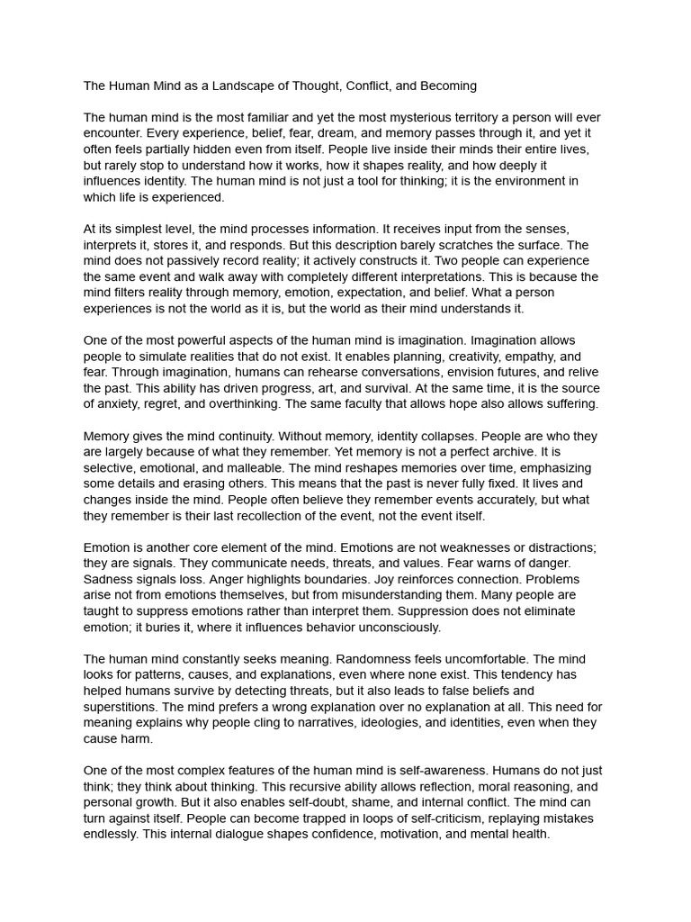 The Human Mind as a Landscape of Thought, Conflict, And Becoming | PDF ...