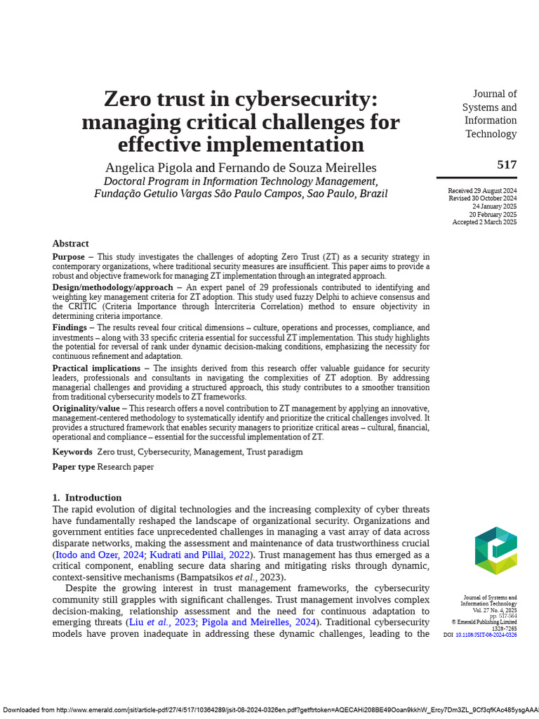 Zero Trust in Cybersecurity - Managing Critical Challenges For ...