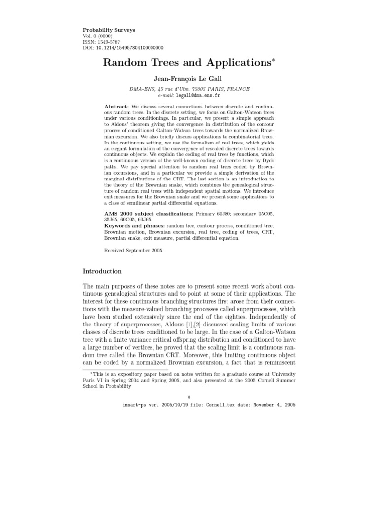 Random Trees and Applications | PDF | Brownian Motion | Partial ...
