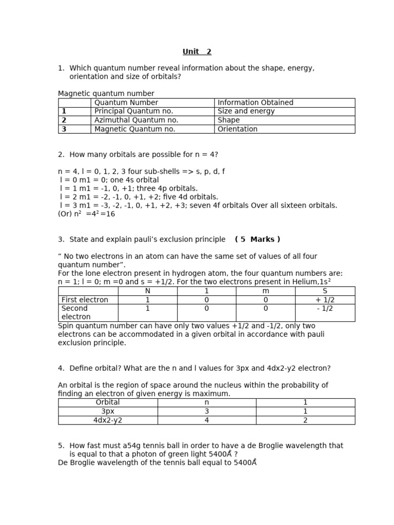 Chemistry Unit 2 | PDF | Atomic Orbital | Electron Configuration