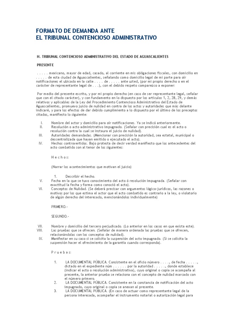 Formato de Demanda Administrativa 1 | Demanda judicial | Virtud
