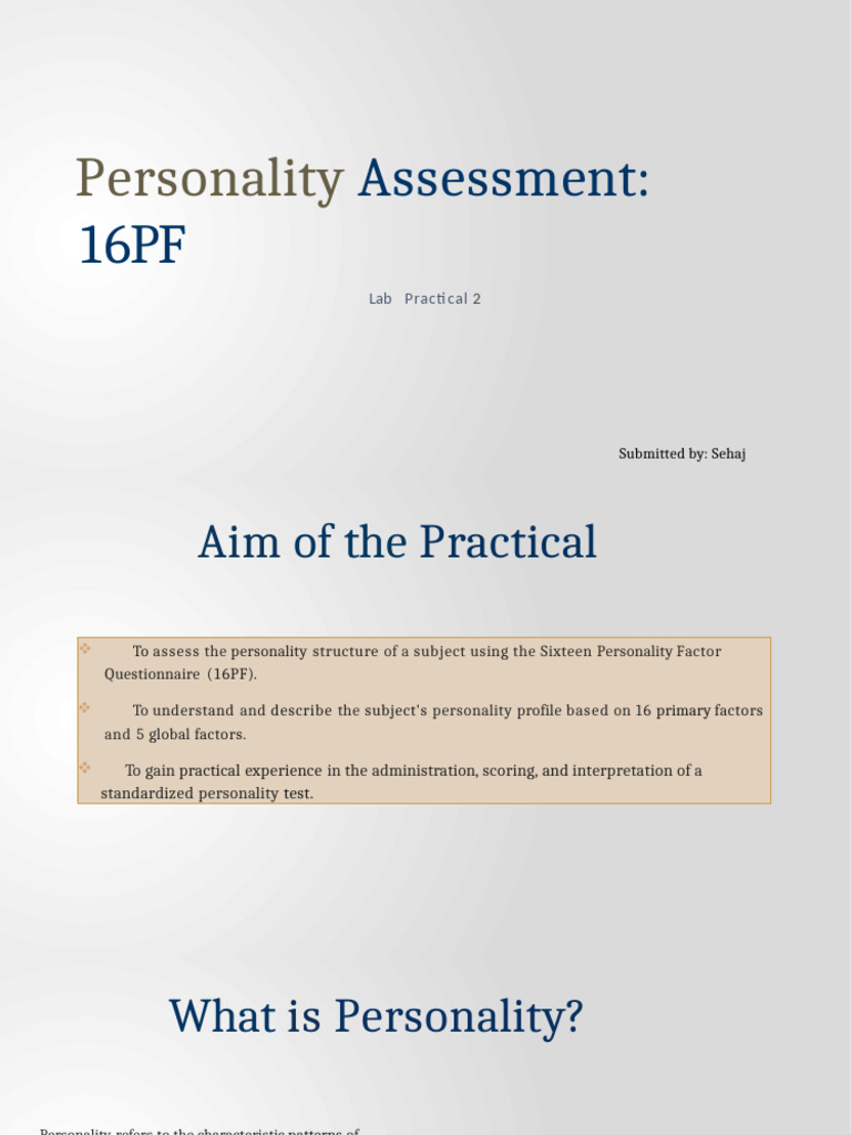 Personality Assessment (16PF) | PDF | Psychology | Behavioural Sciences