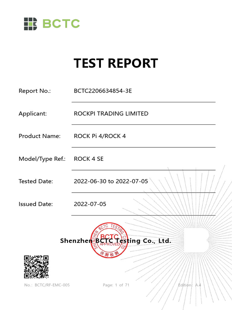 ROCK Pi 4 FCC Test Report Summary | PDF | Antenna (Radio) | Decibel