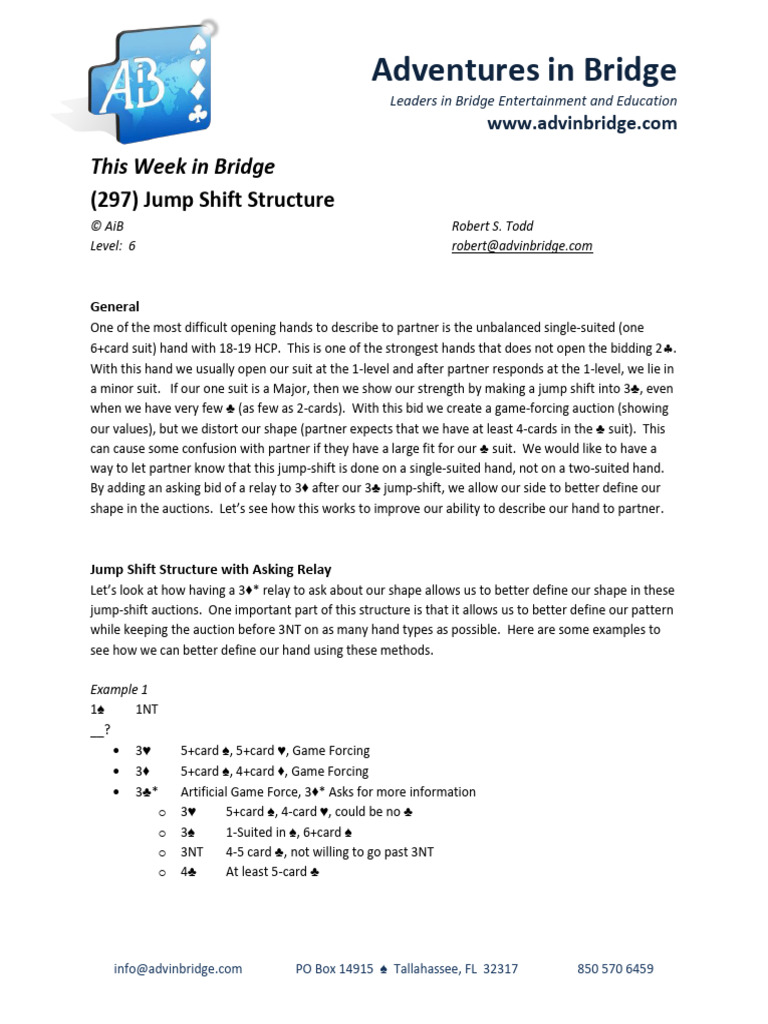 3+(297)+Jump+Shfit+Structure+ | PDF | Contract Bridge