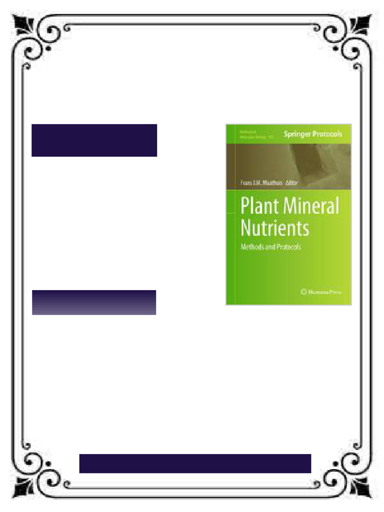 Plant Mineral Nutrients Methods and Protocols 1st Edition Frans J. M ...