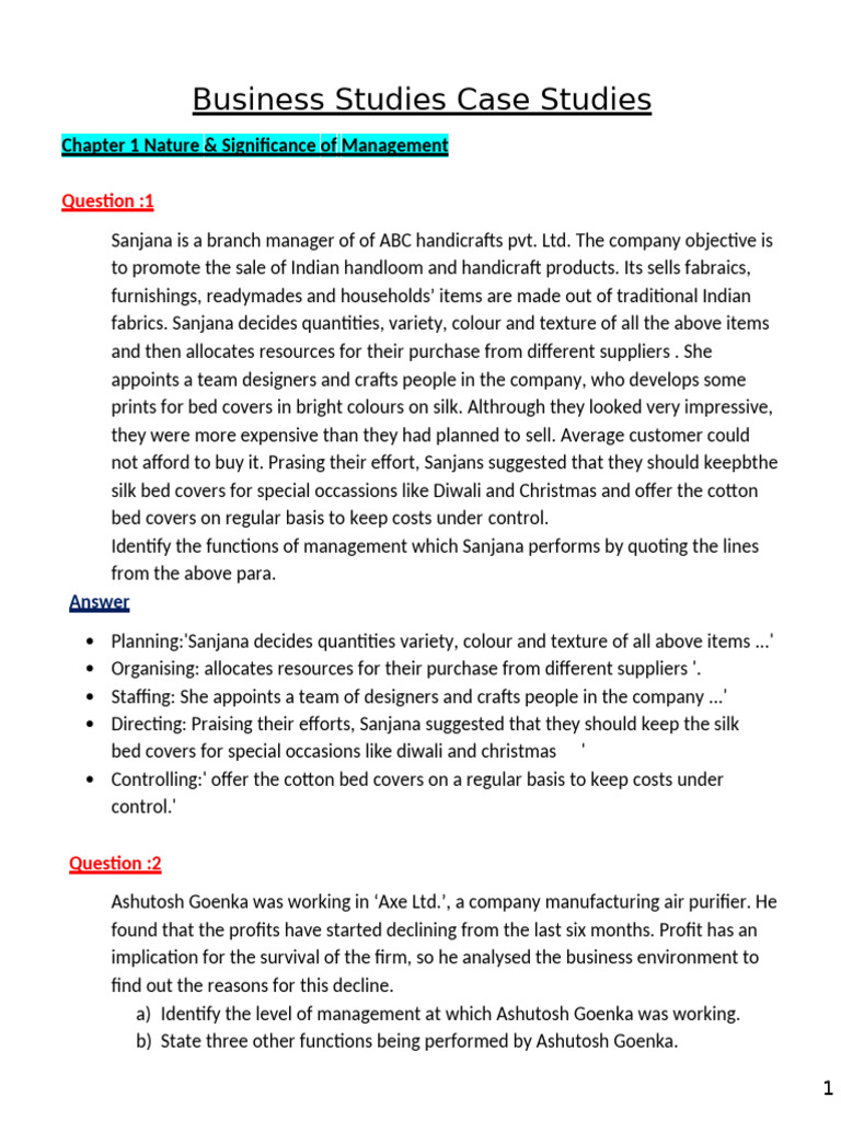 Bst Case Studies All Chapters 18.9.24 | PDF | Profession | Profit (Economics)