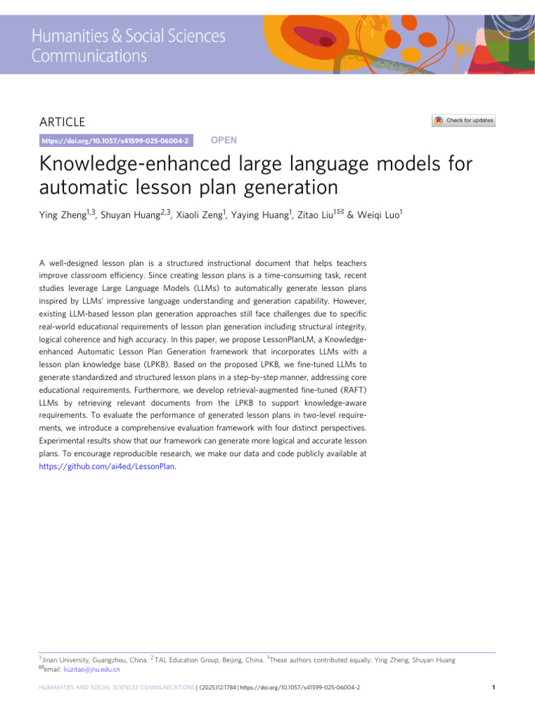 Knowledge-Enhanced Lesson Plan Generation | PDF | Lesson Plan | Information