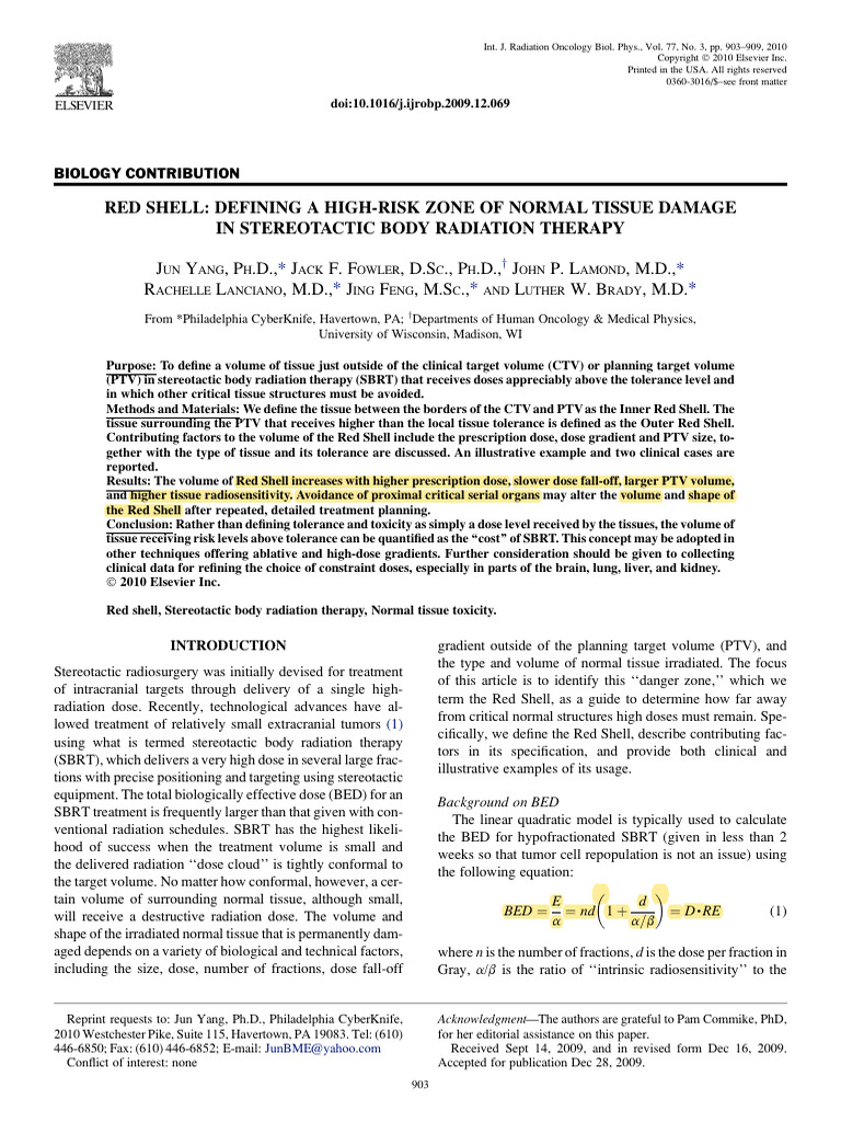 Red Shell in Stereotactic Radiation Therapy | PDF | Radiation Therapy ...