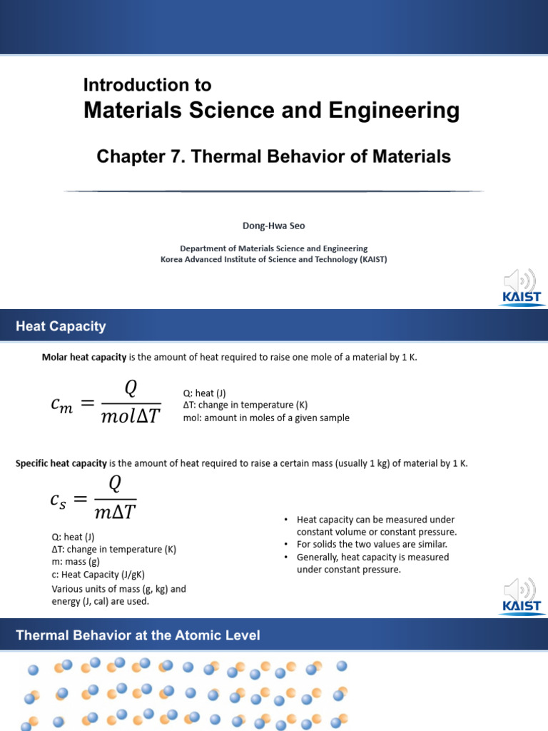 11_1-Thermal Behavior of Materials | PDF | Heat Capacity | Thermal ...
