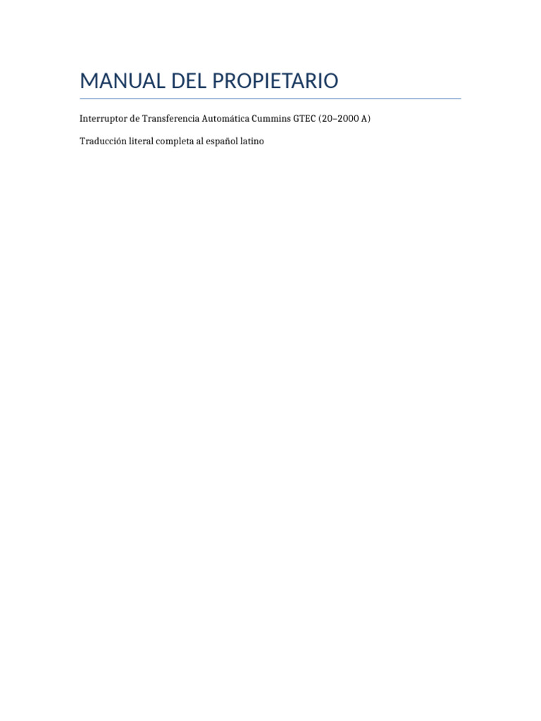 Manual del Interruptor Cummins GTEC | PDF