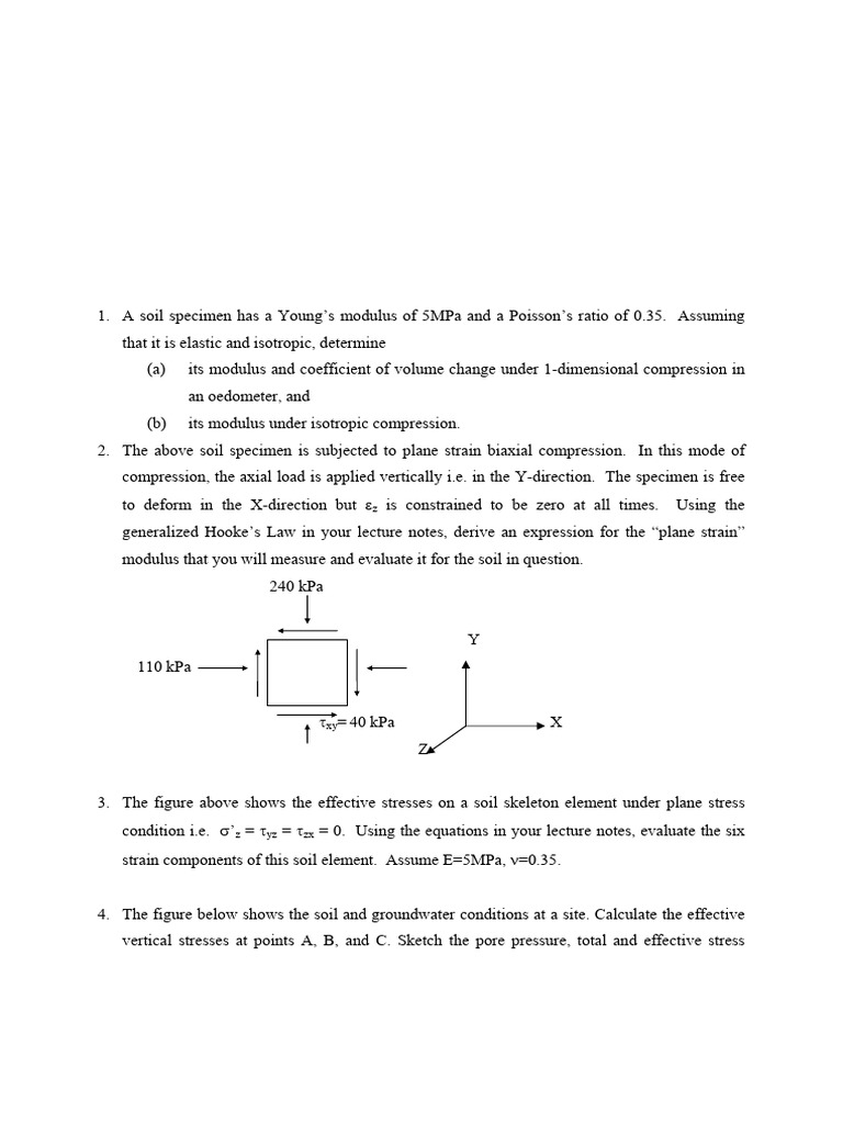 Soil Stress and Strain Analysis Guide | PDF | Young's Modulus ...