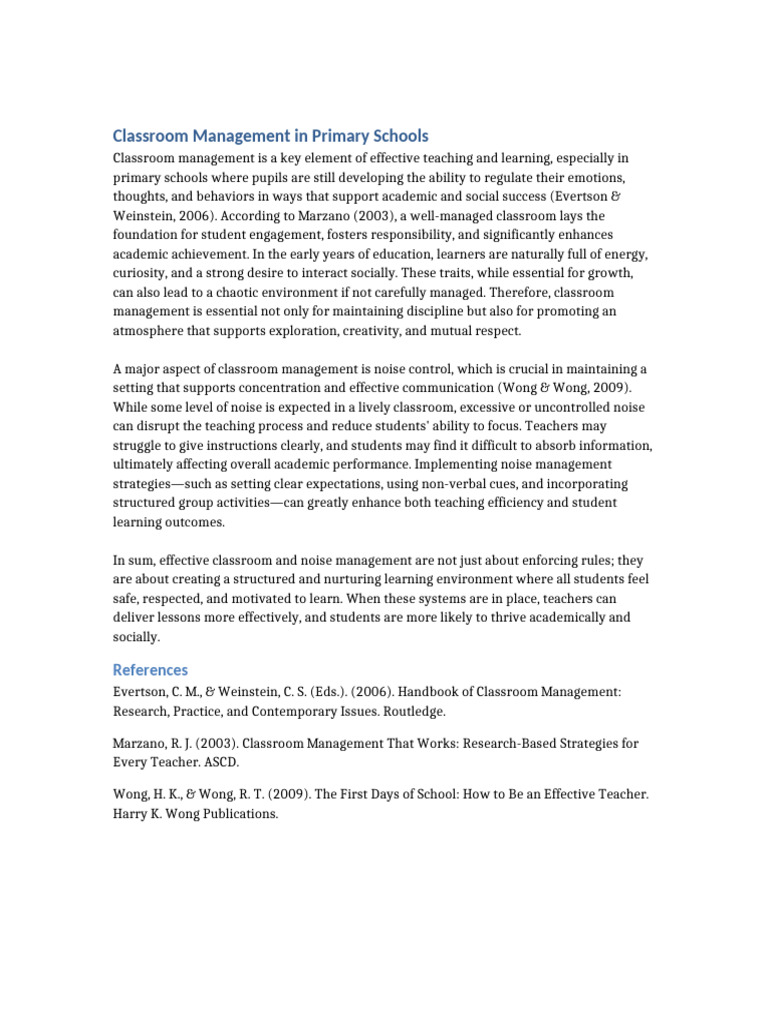 Effective Classroom Management Strategies | PDF