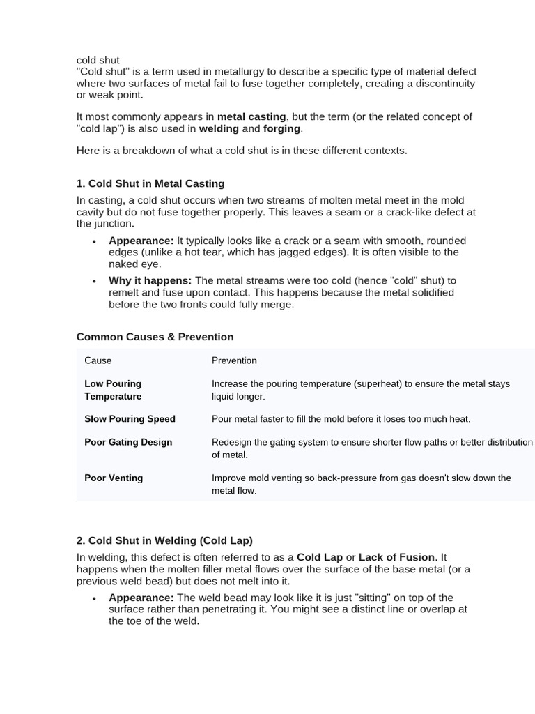 Cold Shut 123 | PDF