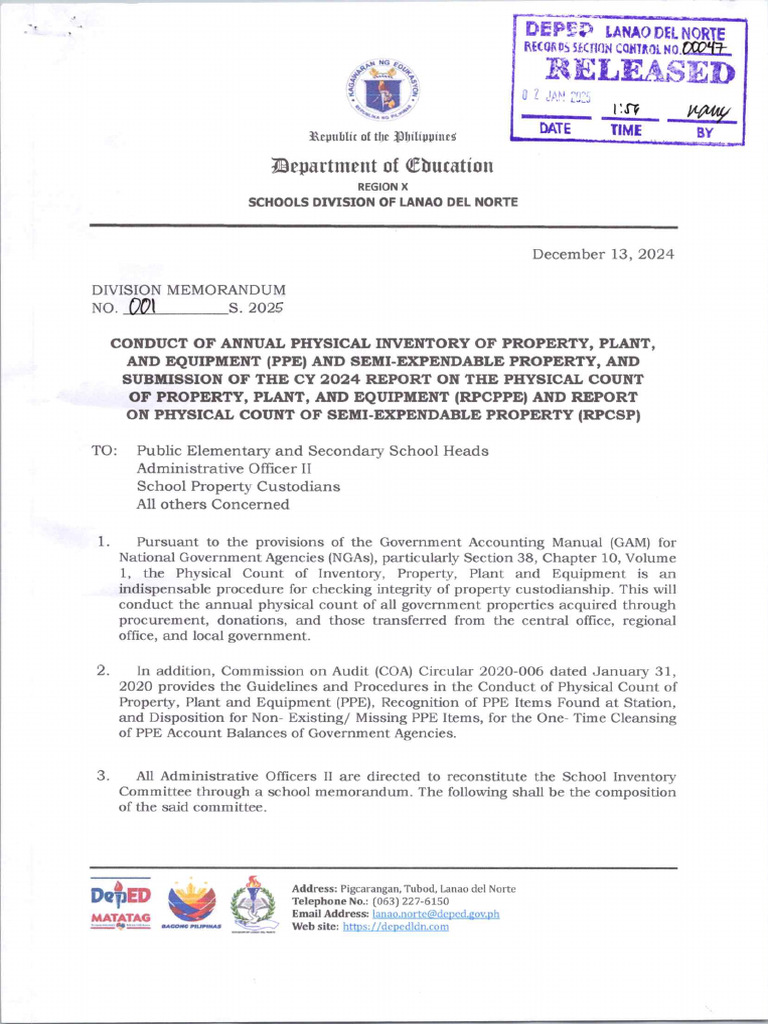 Conduct of Annual Physical Inventory of Ppe and Semi Expandable ...