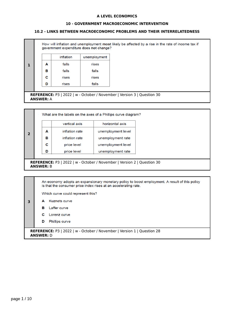 A Level Economics - 10.2 - Links Between Macroeconomic Problems and ...