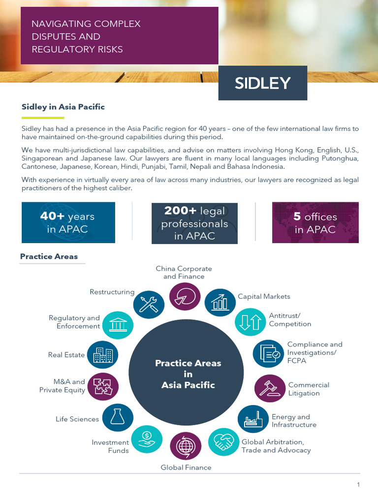 Sidley Team_Navigating Complex Disputes and Regulatory Risks(1) | PDF ...