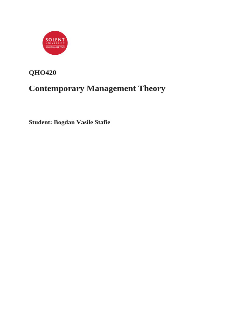 Bogdan Vasile Stafie 1 _ Contemporary Management Theory _ Essay_A1 ...