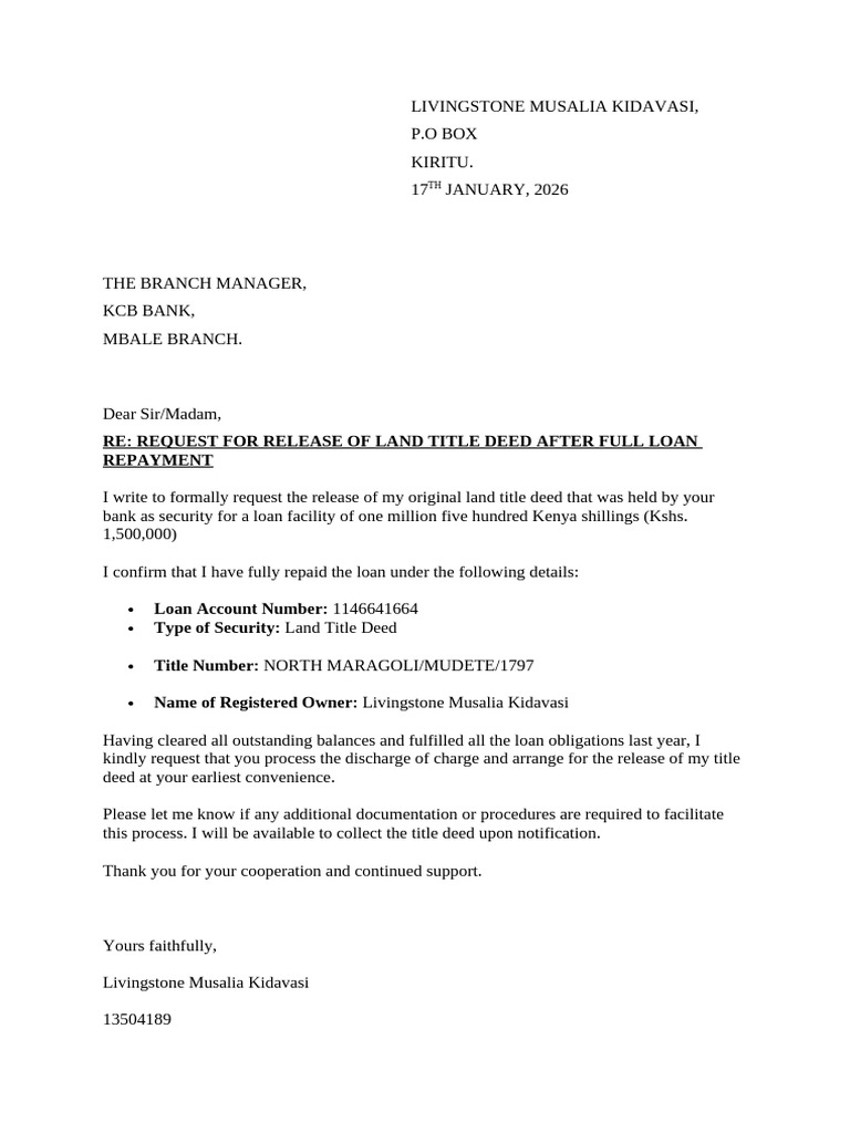 Request for Land Title Deed Release | PDF