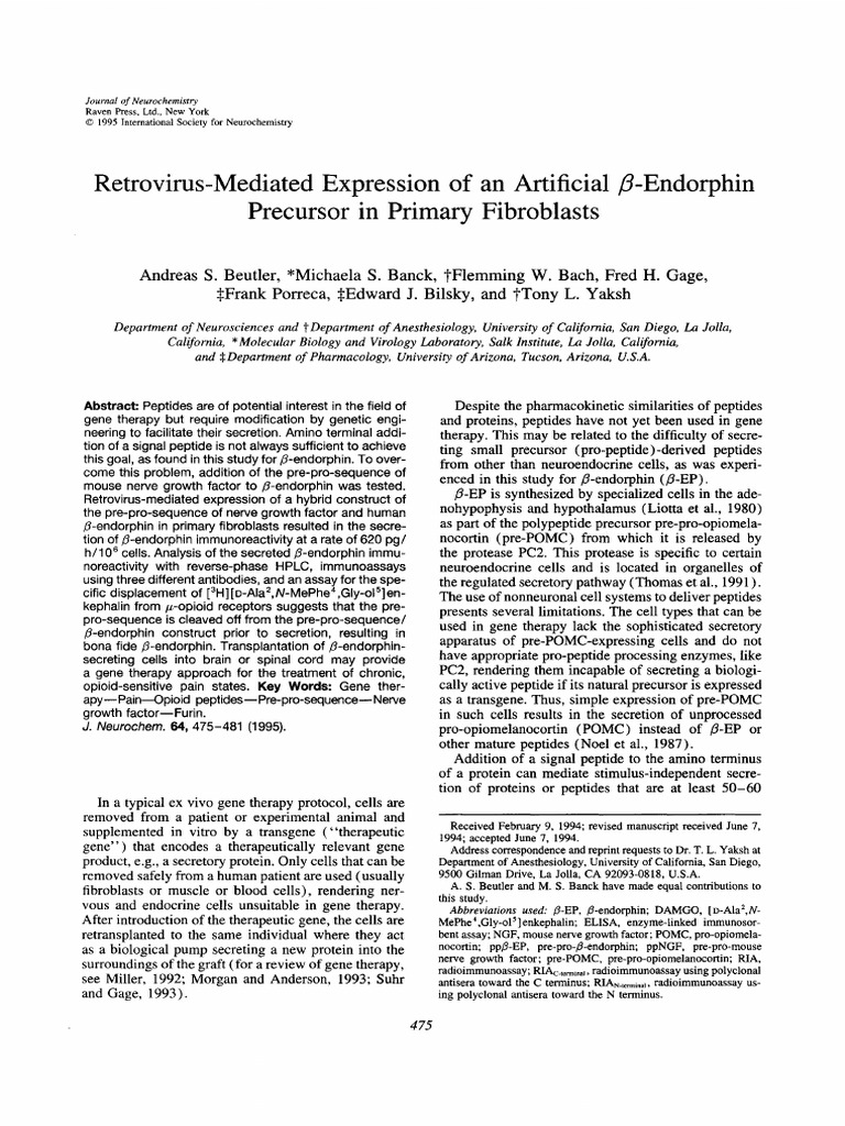 Gene Therapy for ß-Endorphin Secretion | PDF | Vector (Molecular ...