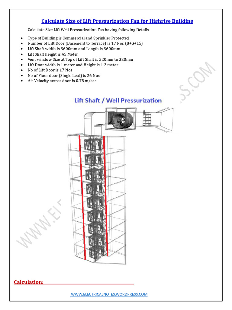 Lift Pressurization Fan Size Calculation | PDF | Elevator | Door