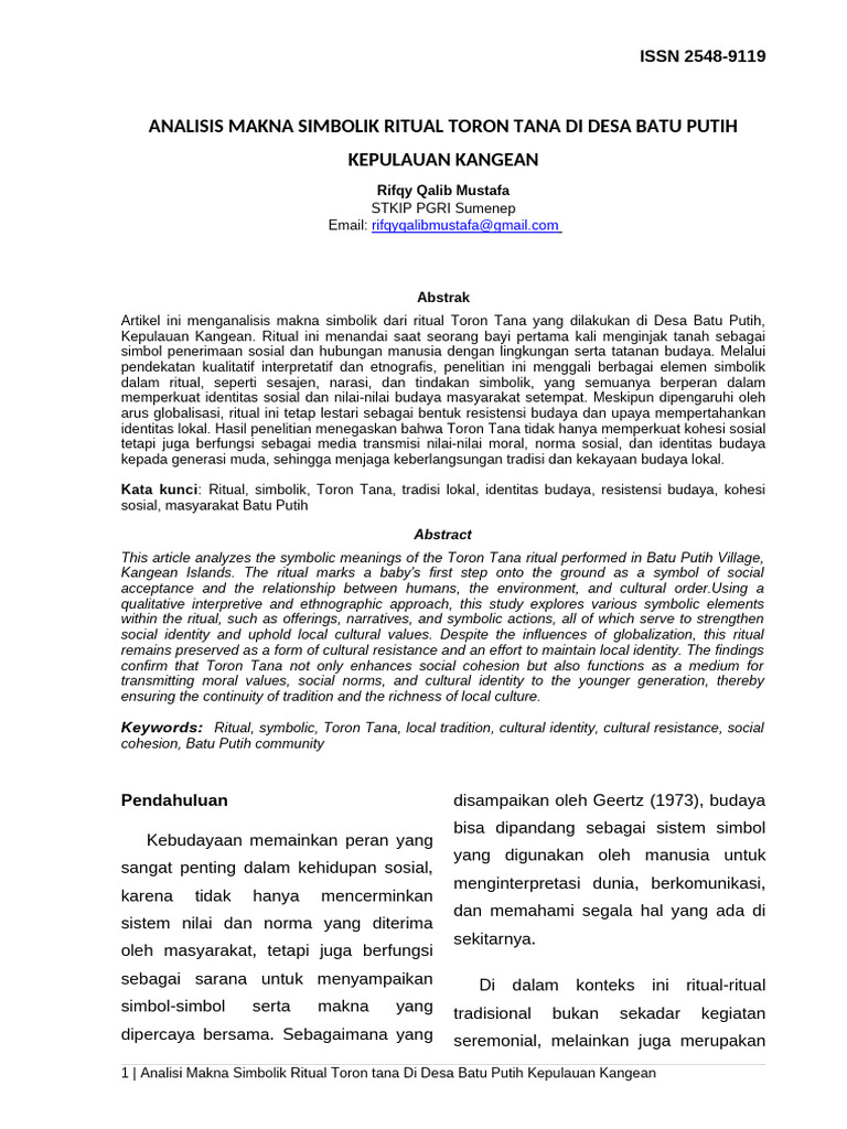 Artikel Analisis Makna Simbolik Toron Tana | PDF