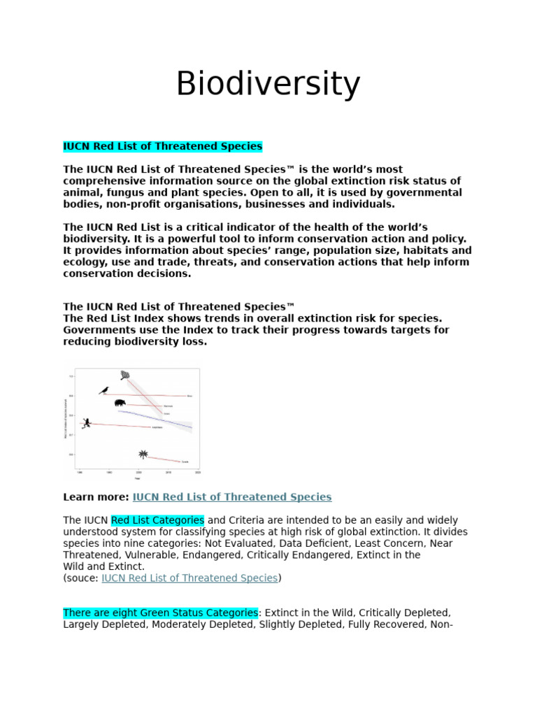 IUCN Red List and Biodiversity Threats | PDF | Endangered Species ...