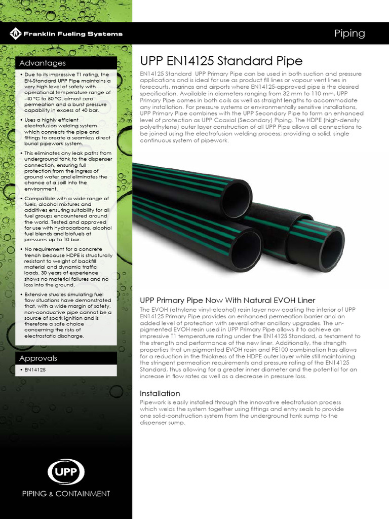 UPP EN14125 | PDF | Pipe (Fluid Conveyance) | Industrial Processes
