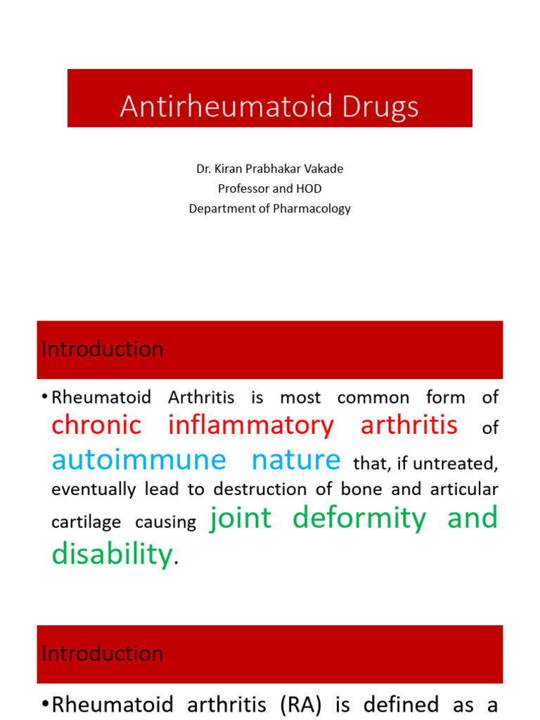 Antirheumatoid Drugs Overview and Uses | PDF | Rheumatoid Arthritis ...