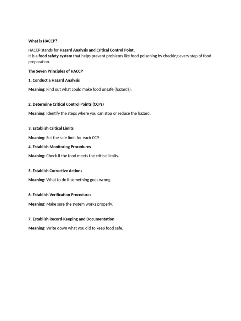 Understanding HACCP Principles for Food Safety | PDF