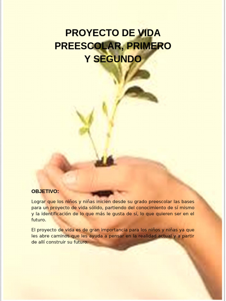 Proyecto de Vida para Niños en Educación Inicial | PDF | Autoestima ...