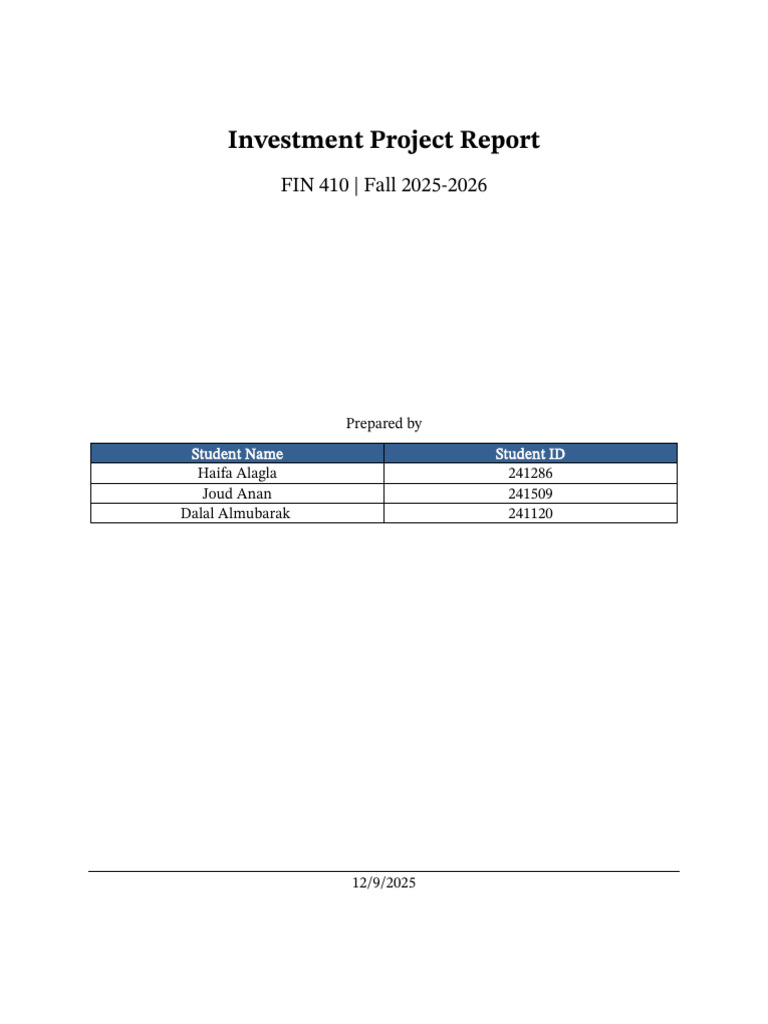 Fin Report | PDF | Investing | Asset Allocation