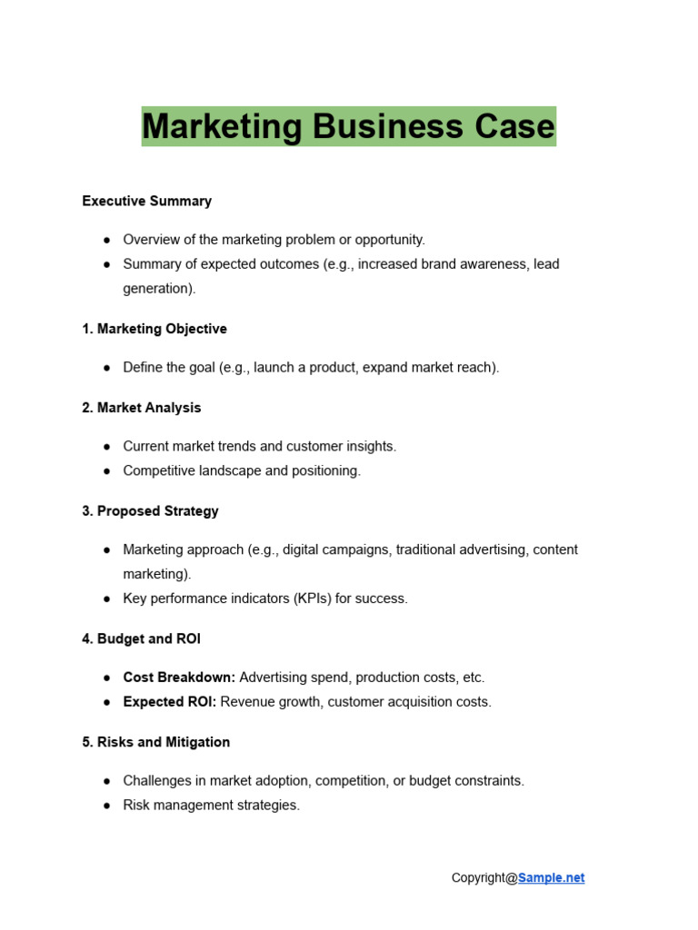 Marketing Business Case Overview | PDF