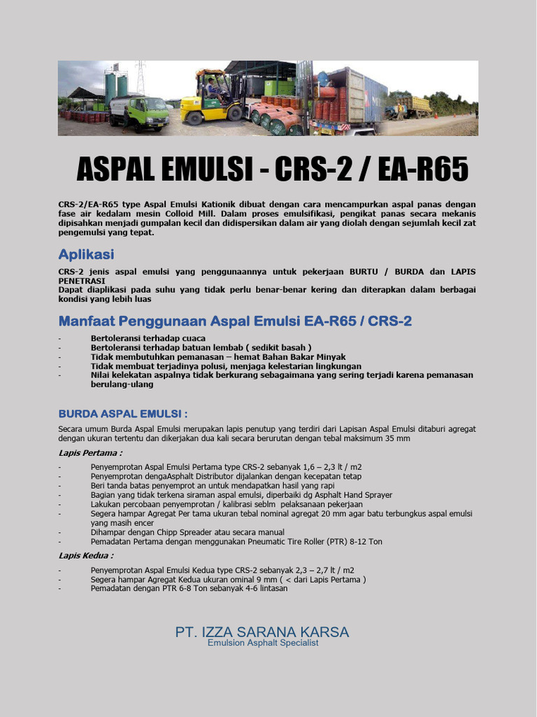 Aspal Emulsi CRS-2: Aplikasi dan Manfaat | PDF