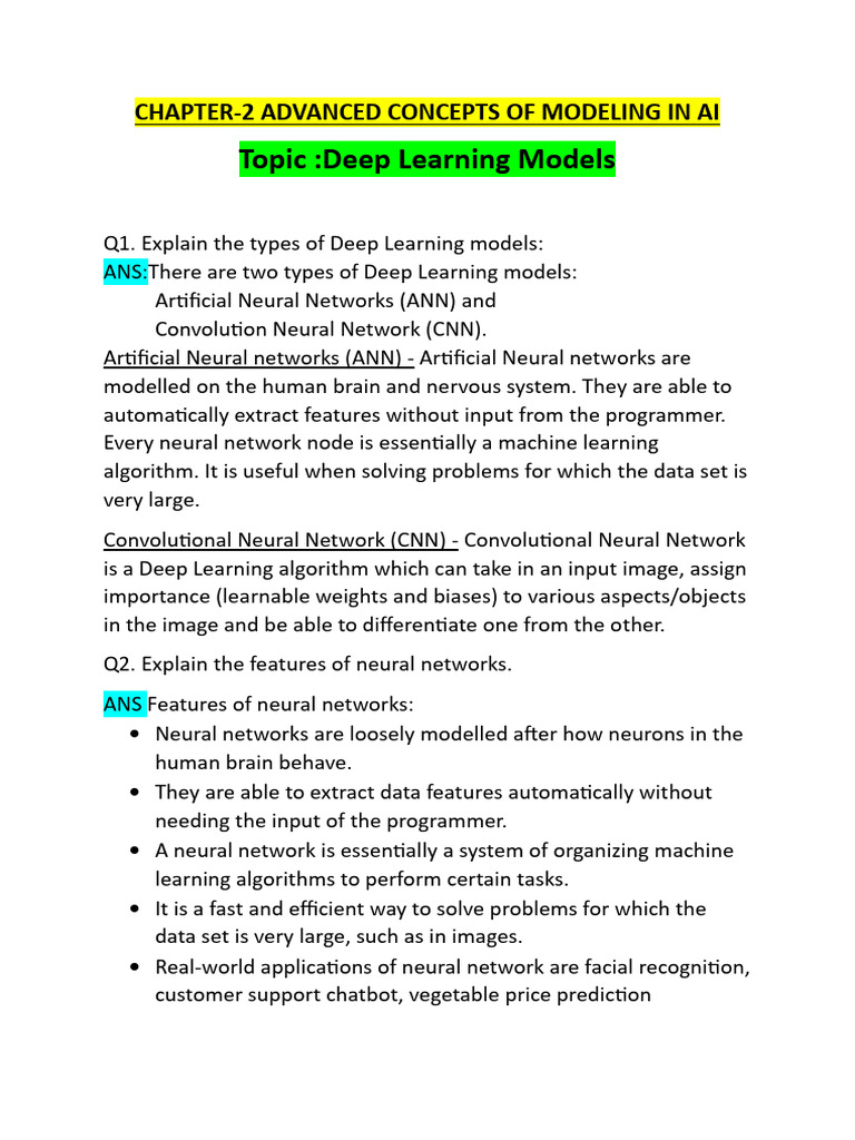 Chapter-2 Modeling in Ai - Deep Learning Models[1] | PDF | Deep ...