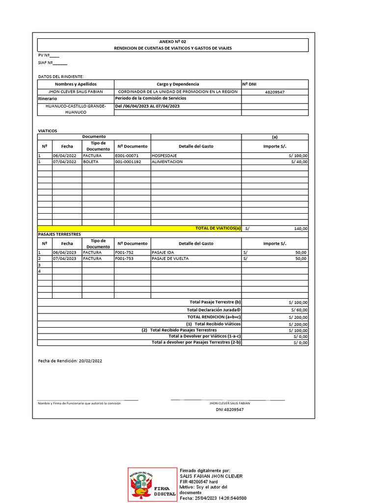Rendicion Castillo Grande Hco | PDF