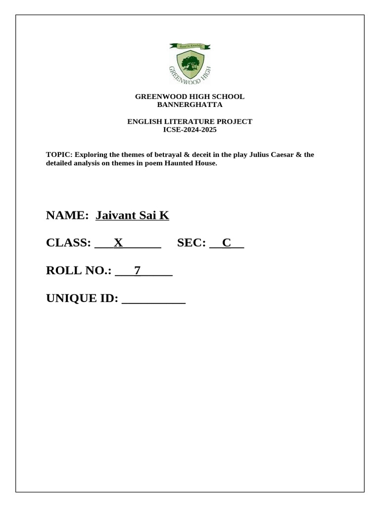 English Project Draft 2024-25 | PDF