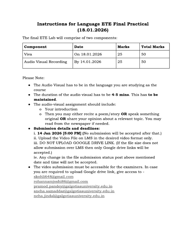 Language Practical_Viva Instructions | PDF