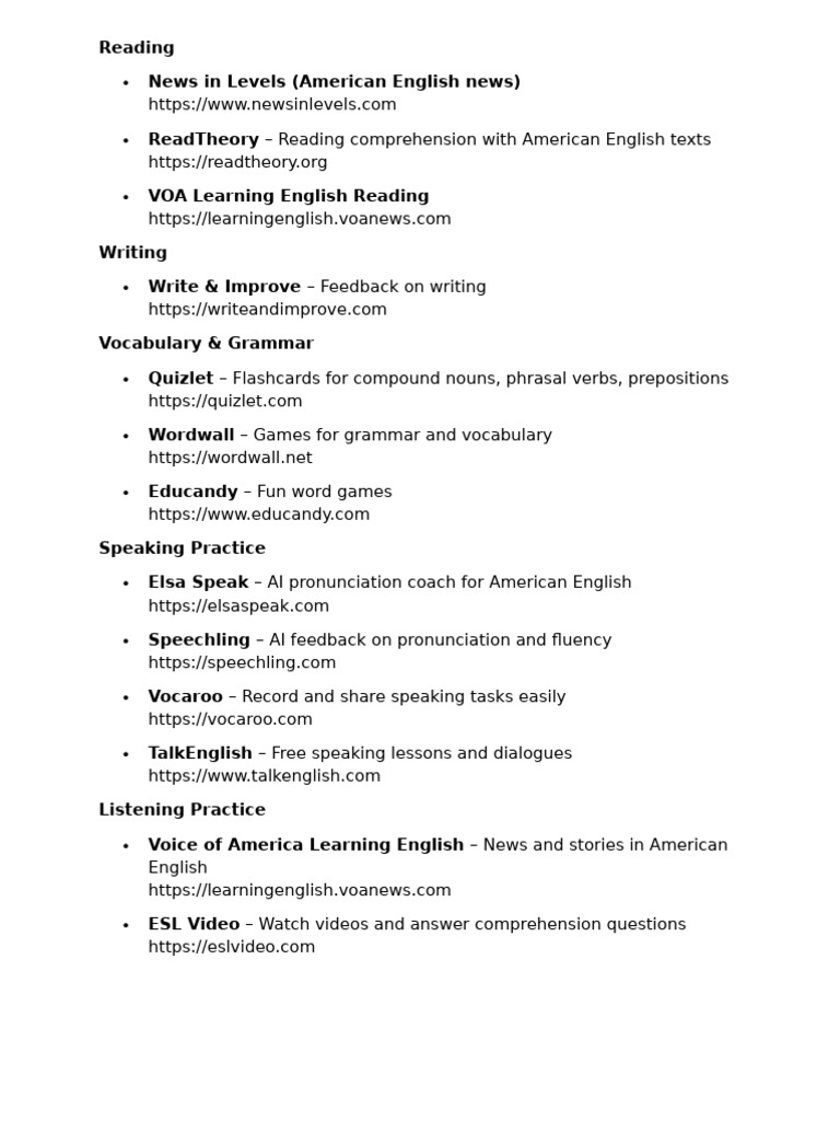 Essential Resources for English Learning | PDF