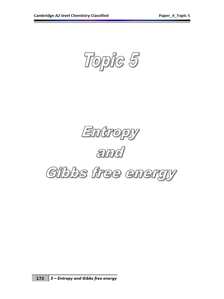 Cambridge A2 Chemistry: Entropy & Gibbs Energy | PDF | Chemical ...