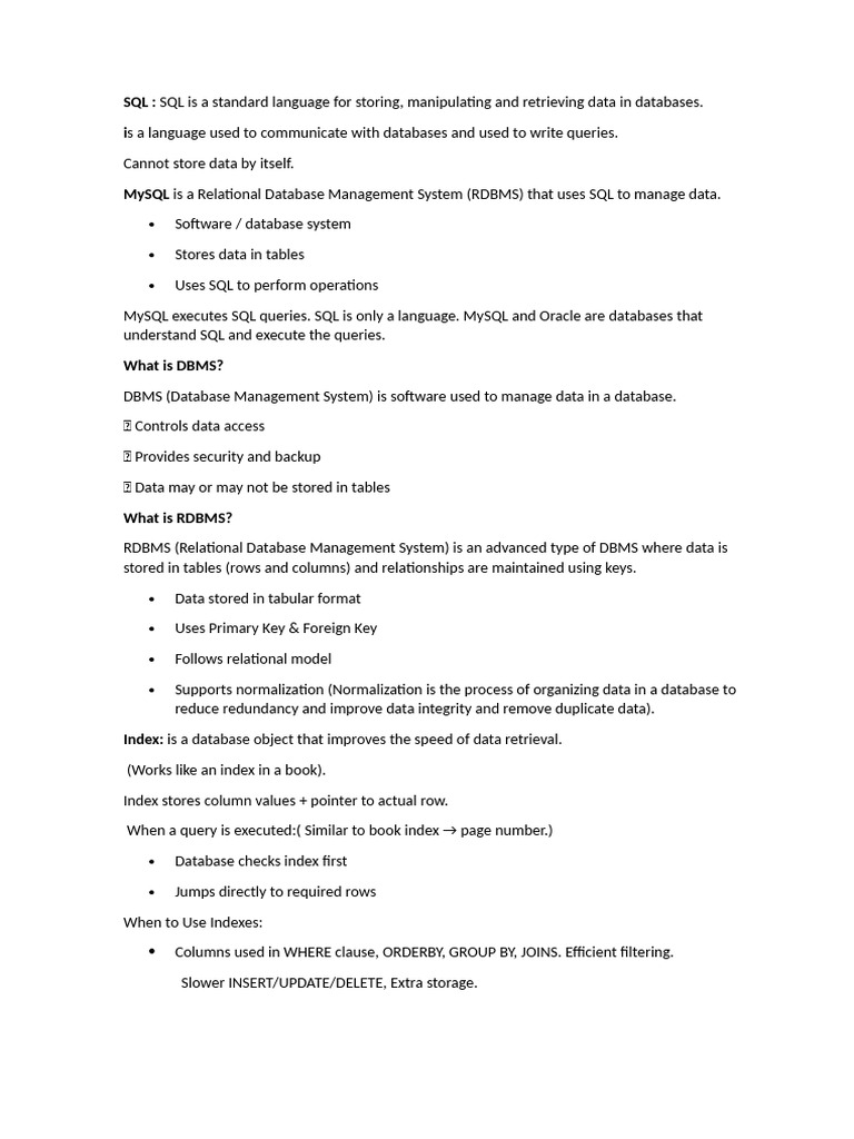 SQL | PDF | Database Index | Relational Database