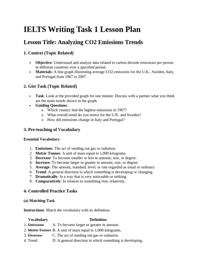 IELTS Writing Task 1 Lesson Plan_Line Graph_Co2 Emission | PDF | Carbon Dioxide