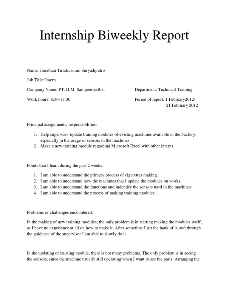 Internship Biweekly Report | PDF