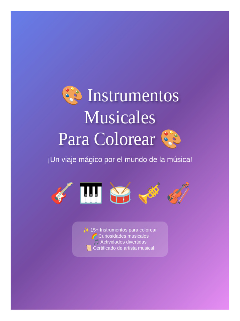 Colorea y Aprende sobre Instrumentos Musicales | PDF | Instrumentos ...