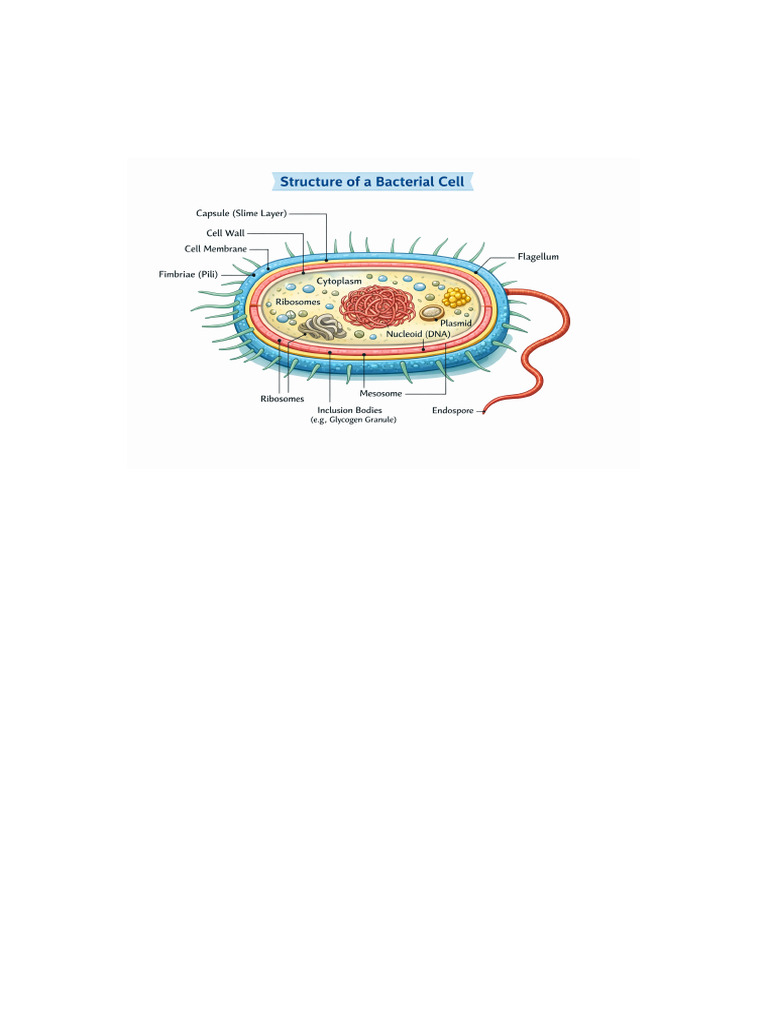 Structure of Bacteria Diagram and Notes | PDF
