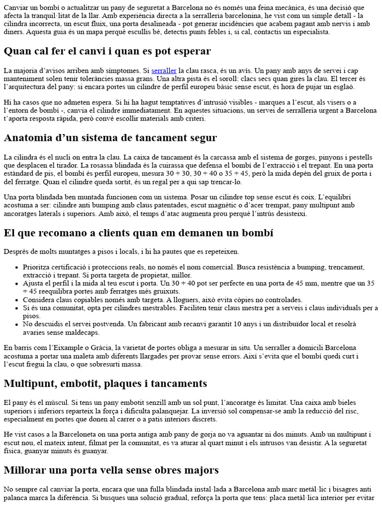 Guia ràpida per canviar el bombí (cilindre) i el pany de seguretat a ...