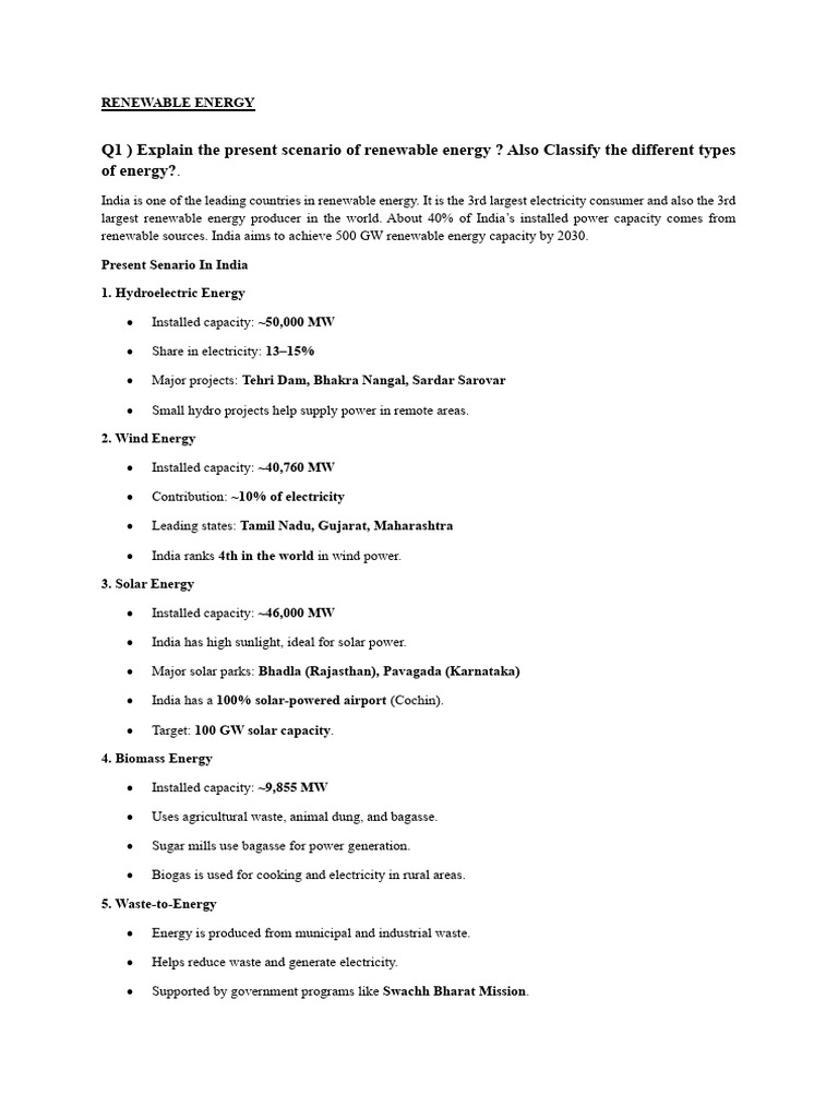 RENEWABLE ENERGY Notes | PDF | Fuel Cell | Photovoltaic System